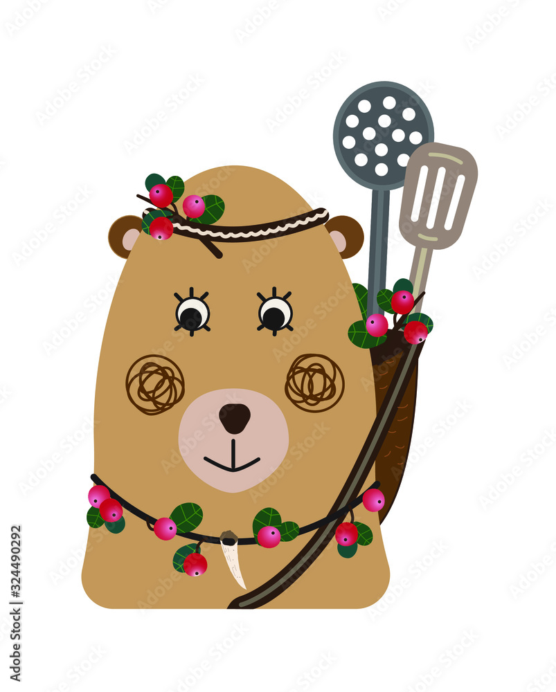 Girl Power - Bear - hand drawn illustration. Vector stock isolated ...