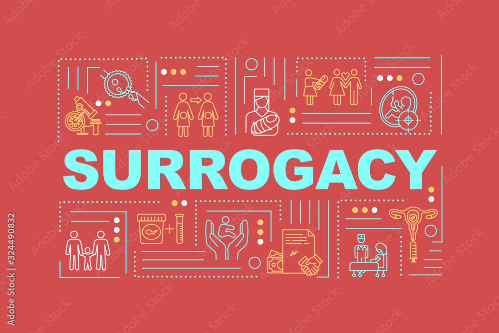 Surrogacy word concepts banner. Nurse assistance in clinic. Female egg ...