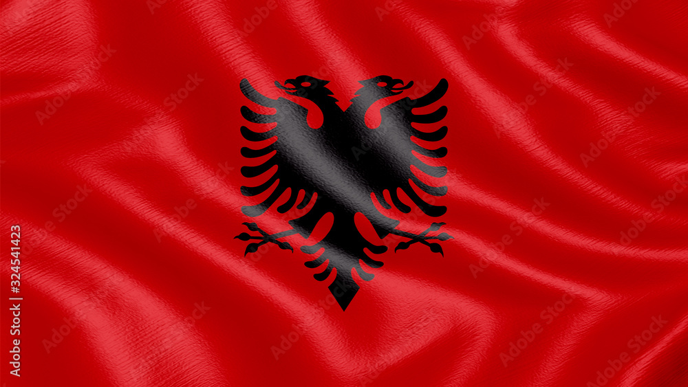 Flag of Albania. Realistic waving flag 3D render illustration with ...