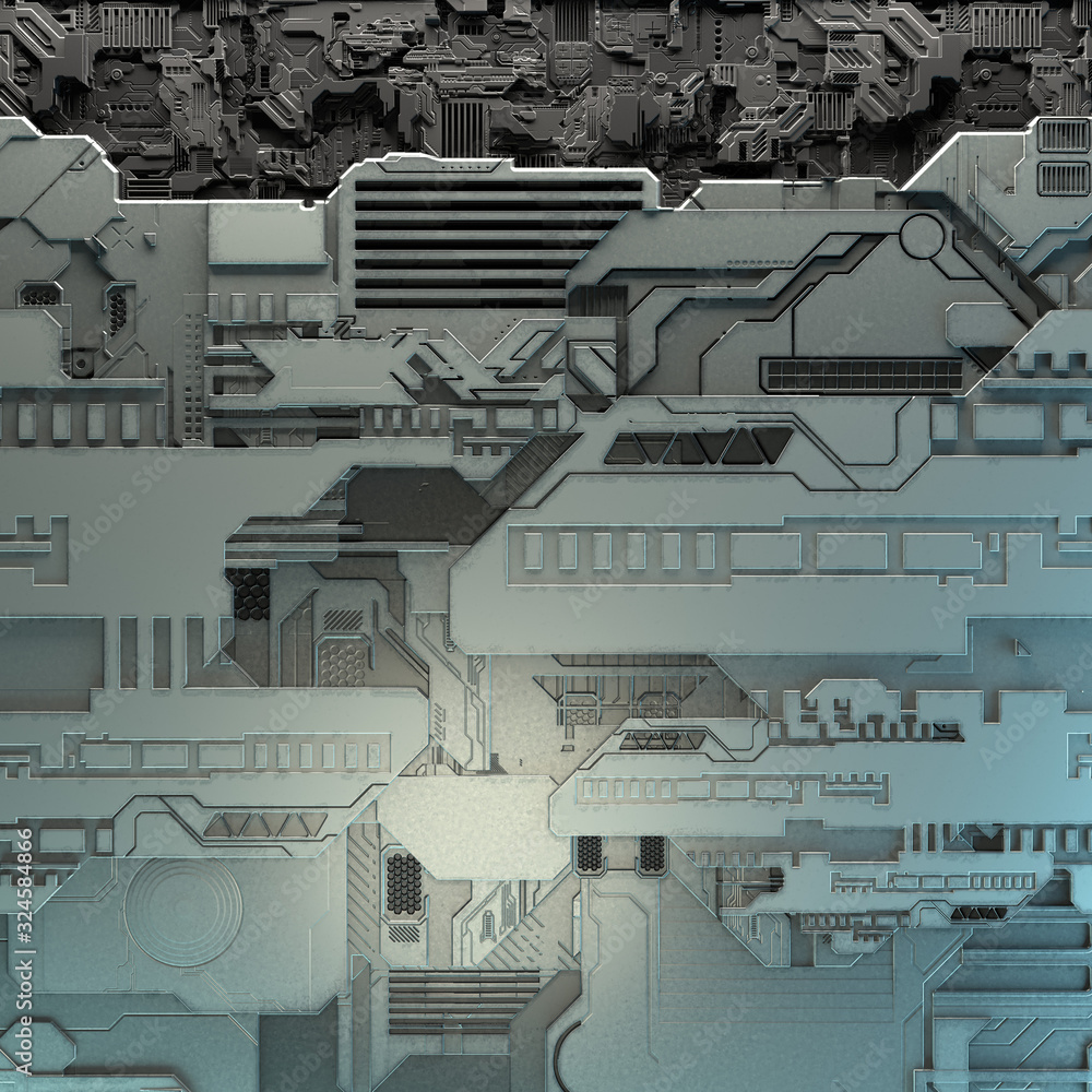 SciFi Panels. Futuristic texture. Spaceship hull geometric pattern. 3d ...