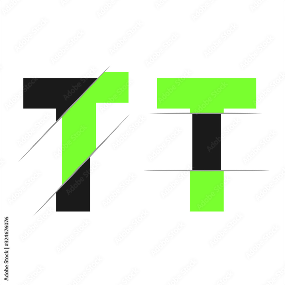 Letter T Icon Logo with Monogram Vector. Black and Red Letter T Design ...