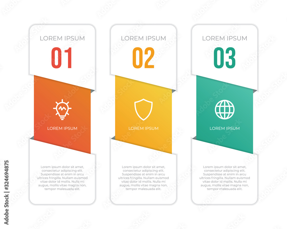 Infographic template vector with 3 steps, options. layout for workflow ...