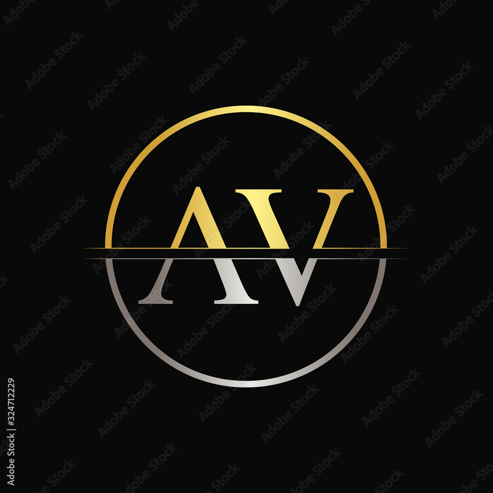 Initial Circle AV Letter With Modern Typography Vector Template ...