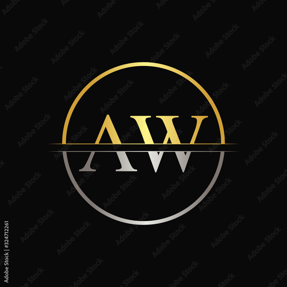 Initial Circle AW Letter With Modern Typography Vector Template ...