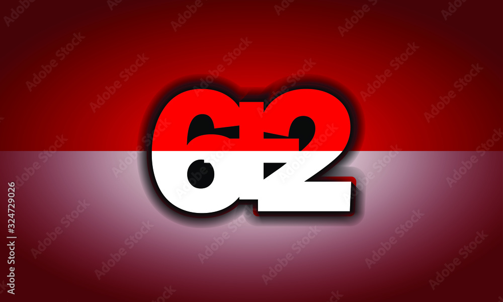Flag of indonesia with phone code number, indonesia flag illustration ...