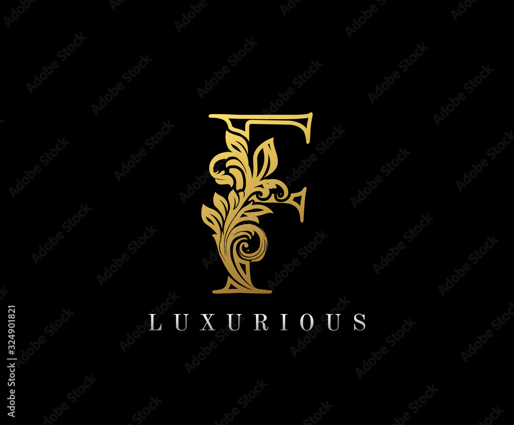 Gold Letter F Logo. F Letter Design Vector with Golden Colors and ...