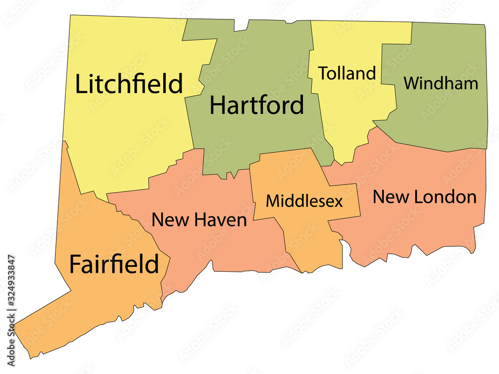 Colorful County Map With Counties Names of the US Federal State of ...