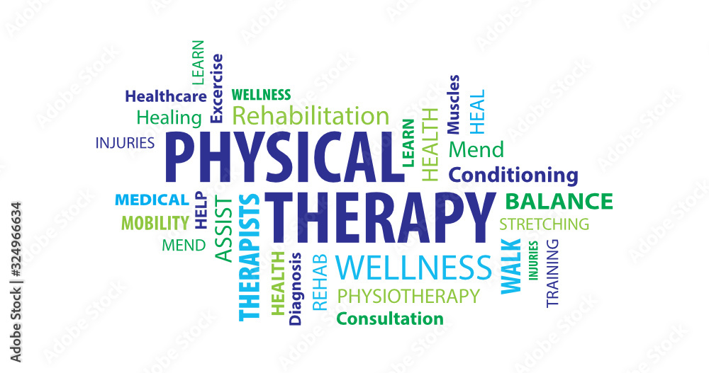 Physical Therapy Word Cloud on a Blue Background Stock Vector | Adobe Stock