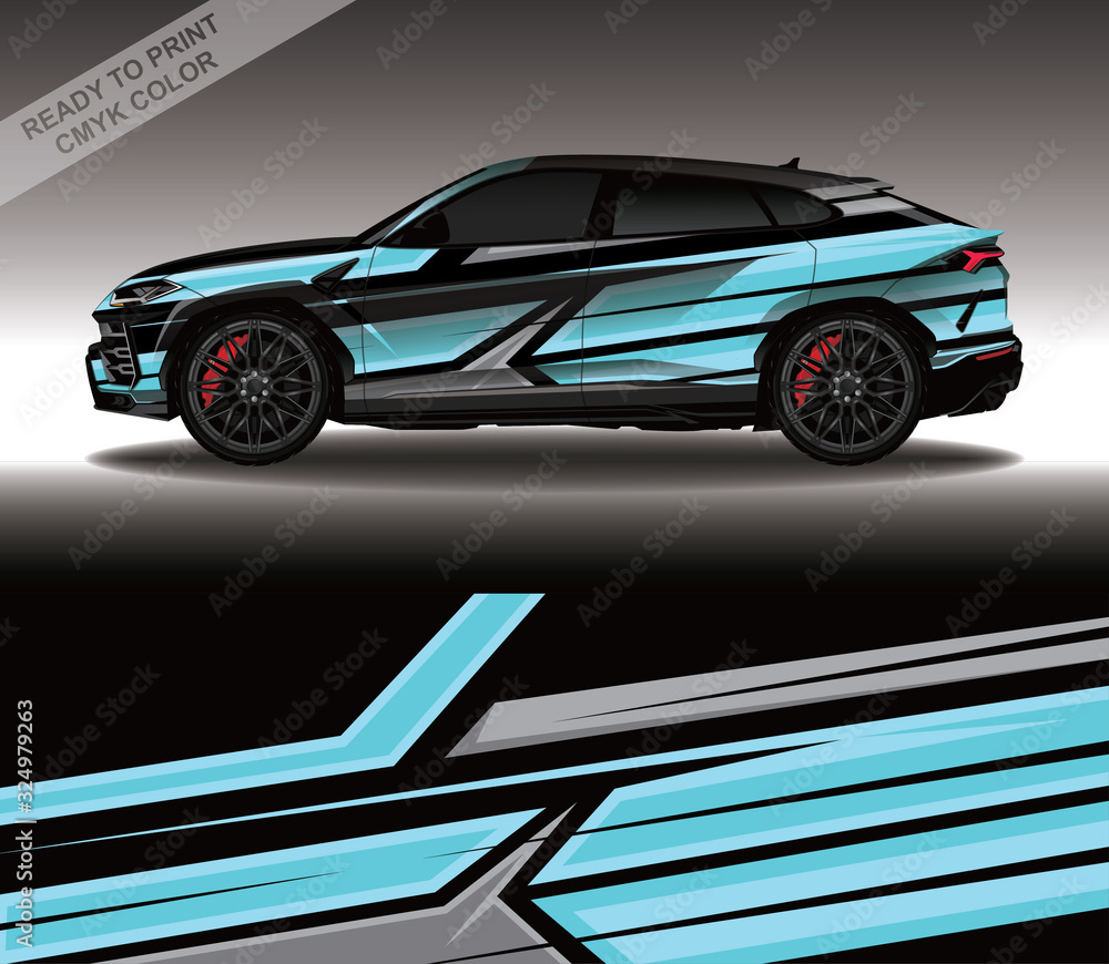 Car wrap decal design vector, custom livery race rally car vehicle ...