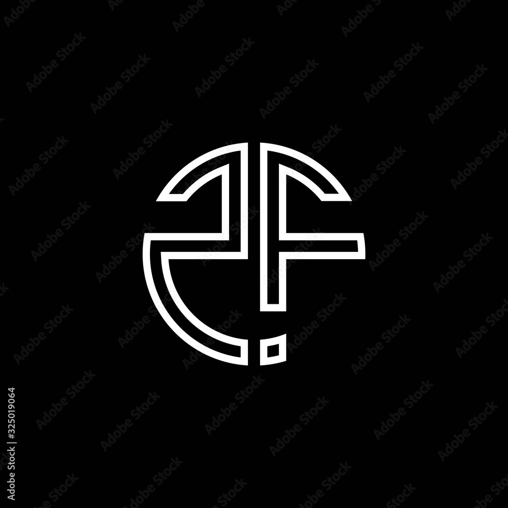 ZF monogram logo circle ribbon style outline design template Stock ...