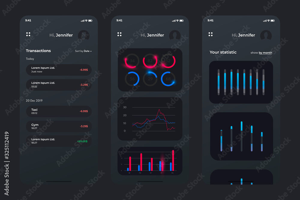 Vector de Stock Mobile app design HUD interface elements template ...