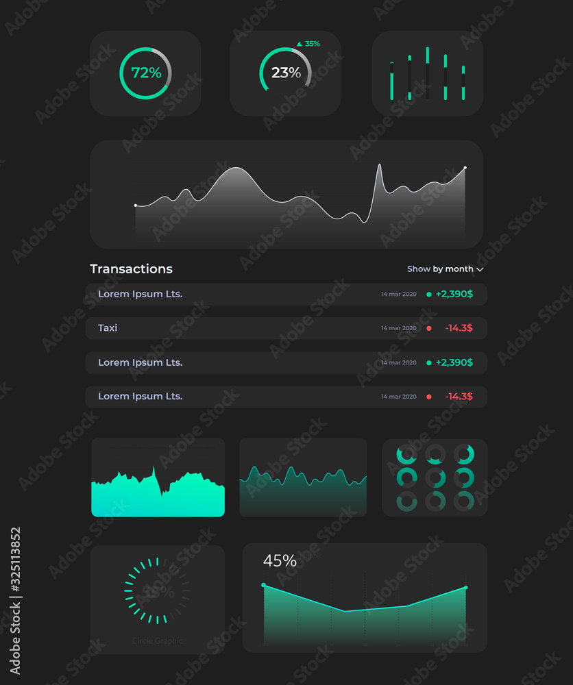 Technology user interface, ui infographics digital illustration. Admin ...