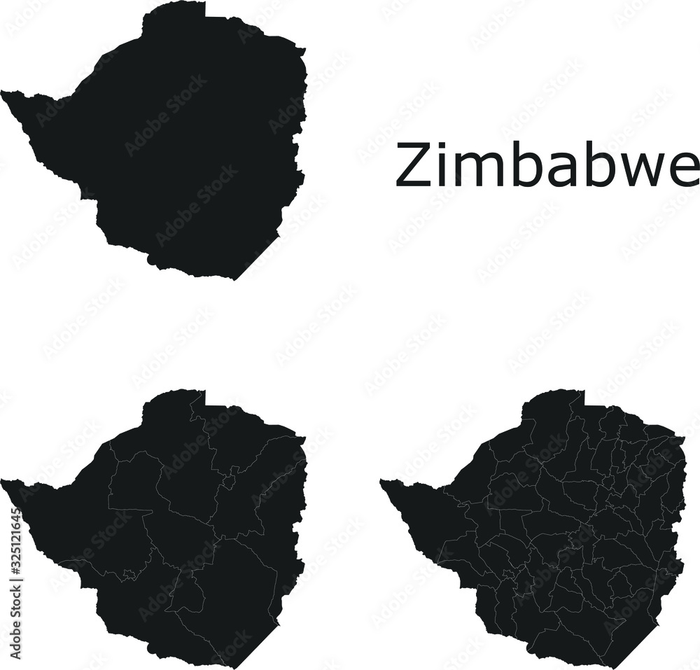 Zimbabwe vector maps with administrative regions, municipalities ...