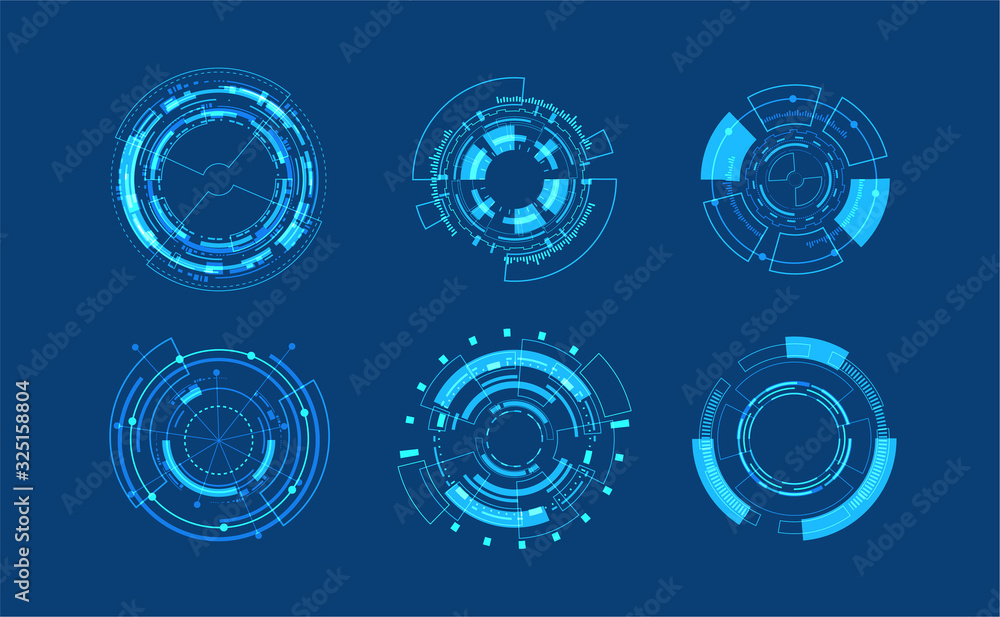 Abstract technology circle set design.Icon Editable Stroke Stock Vector ...