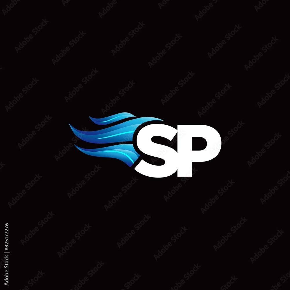 SP monogram logo with blue fire style design template Stock Vector ...