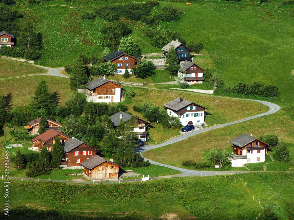 Ski-resort village Malbun in the Liechtenstein Alps mountain range ...