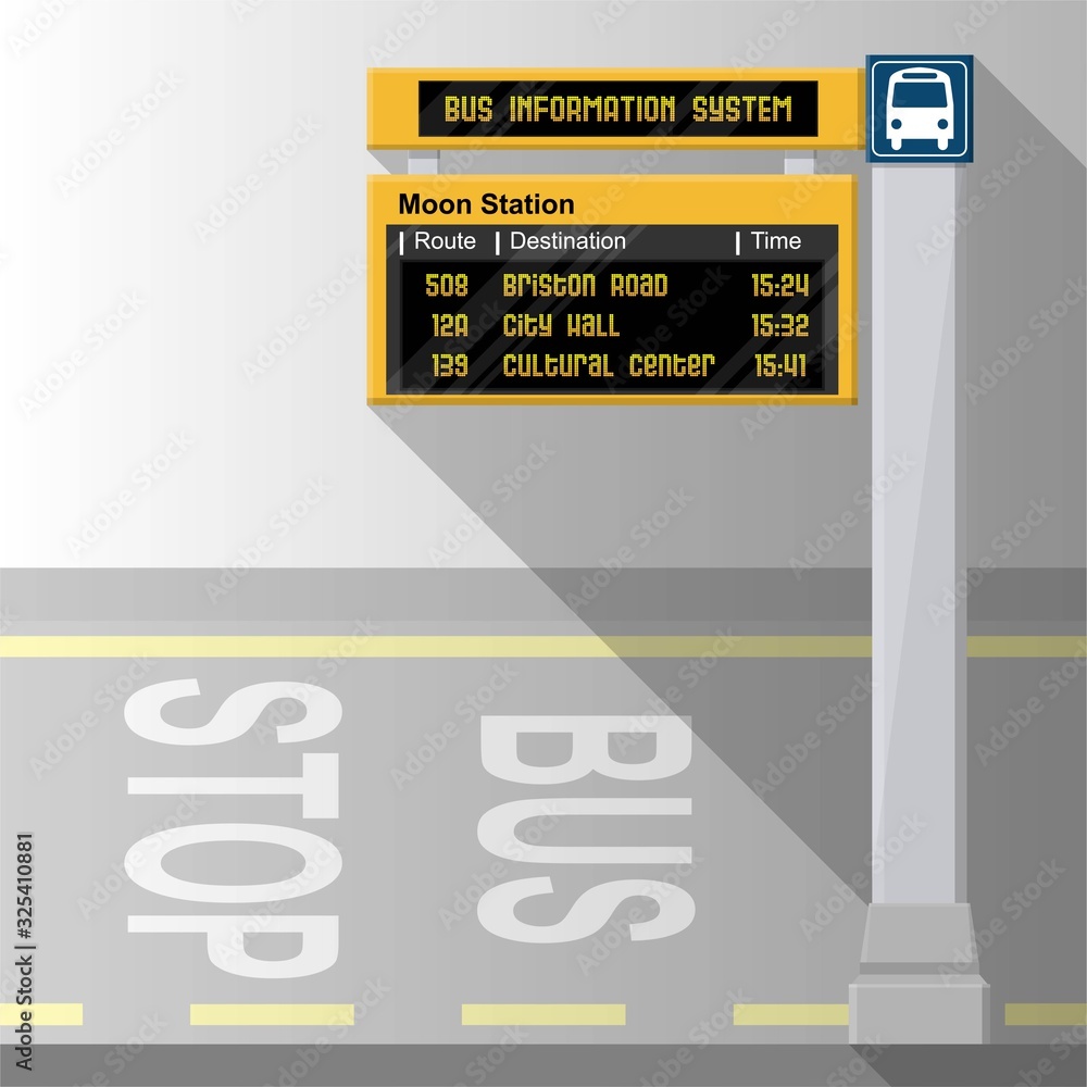 Bus Stop Real Time Information Display Timetable System Network Digital ...
