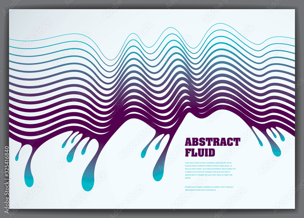 Lined vector wave background fluid flow. 3d dynamic stripes motion art ...