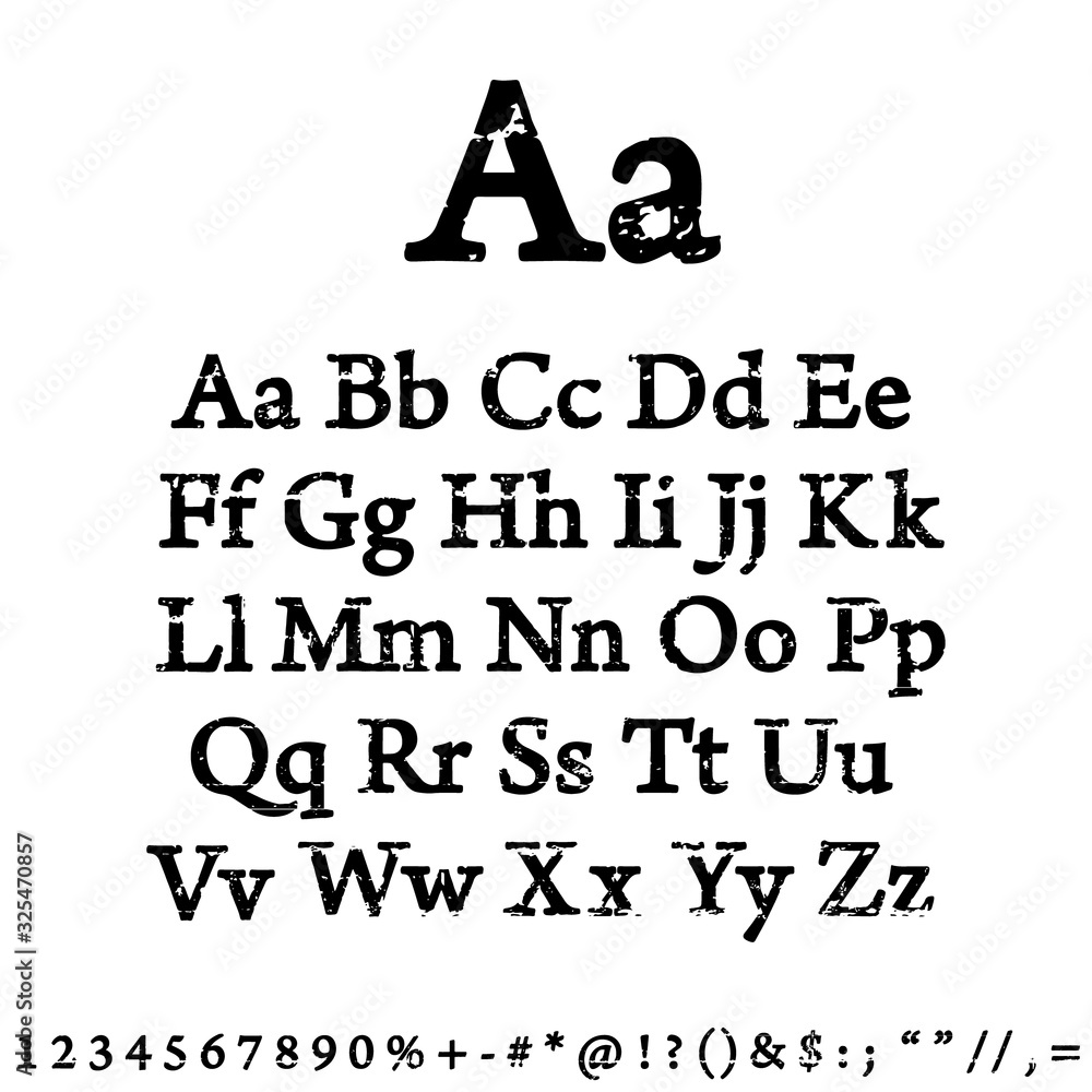 Dirty textured of typography grungy stamped alphabet font vector ...