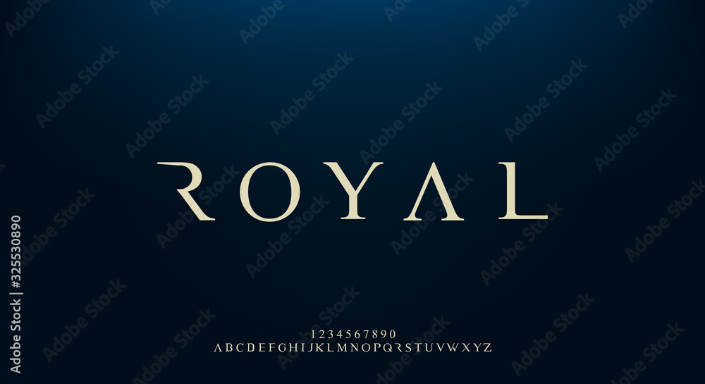 Royal, an elegant alphabet font and number. Premium uppercase fashion ...
