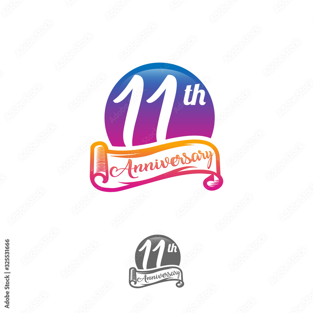 Anniversary vector unusual label. eleven year symbol. Birthday abstract ...
