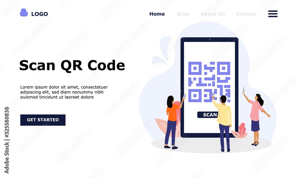 QR Code Scanning Vector Illustration Concept, Suitable for web landing ...