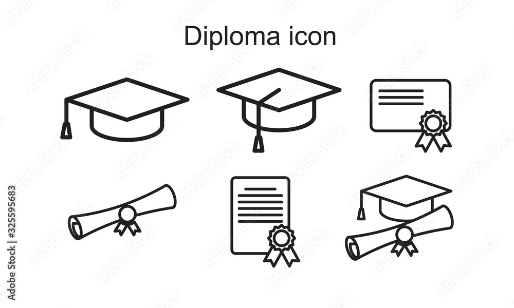 Diploma icon template black color editable. Diploma icon symbol Flat ...