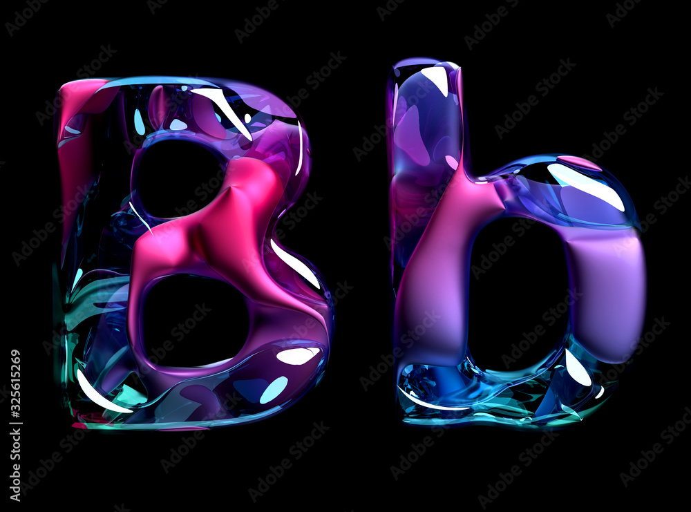 3d render of abstract art of surreal 3d letters uppercase and lowercase ...