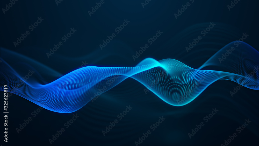 beautiful abstract wave technology digital network background with blue ...