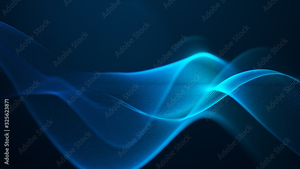 beautiful abstract wave technology digital network background with blue ...