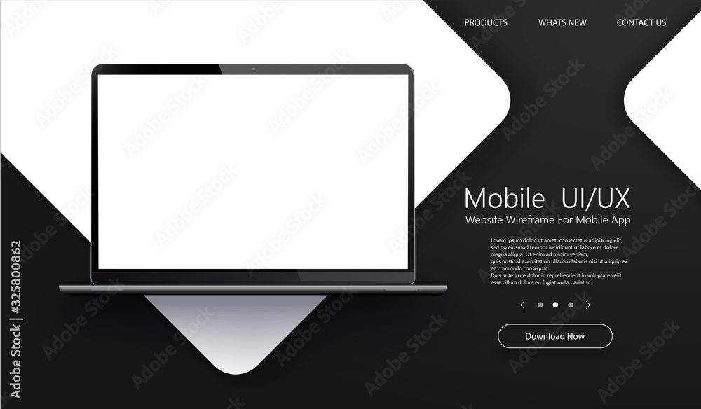 laptop, mock, up, mockup, 3d, ui, screen, white, design, app ...