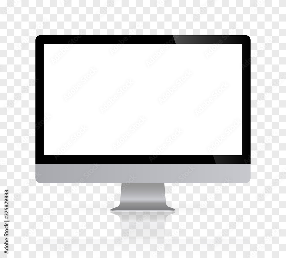 Realistic desktop computer monitor reflect with white screen and ...