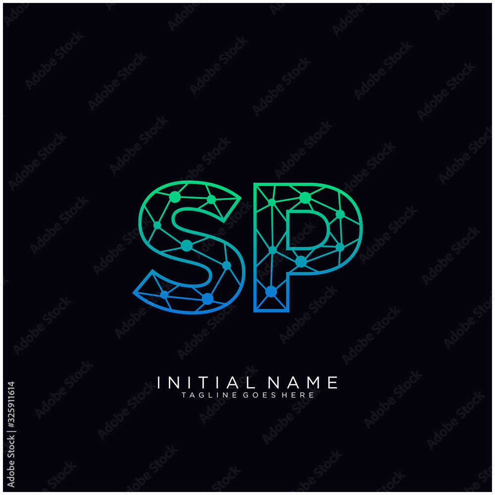 Letter SP abstract line art logo template. Stock Vector | Adobe Stock