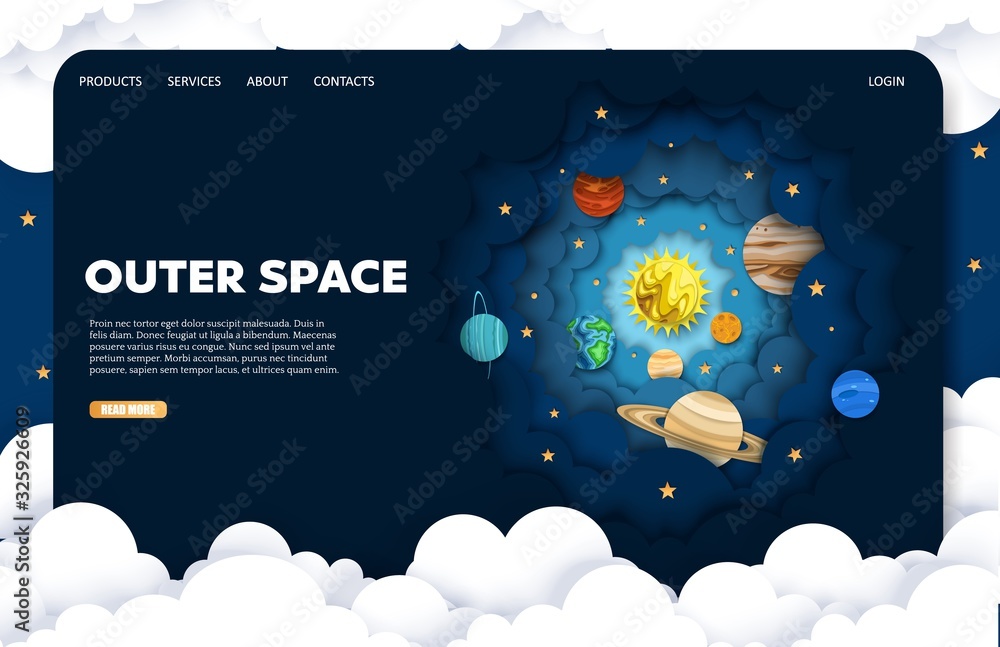 Outer space vector website landing page design template Stock Vector ...