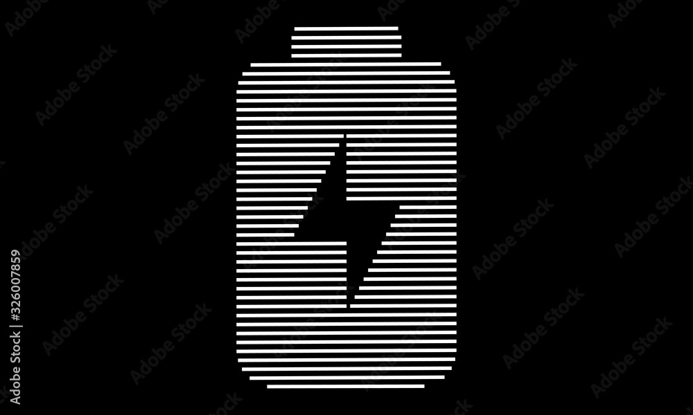 Cell phone, camera battery charging icon with lightning symbol in line ...