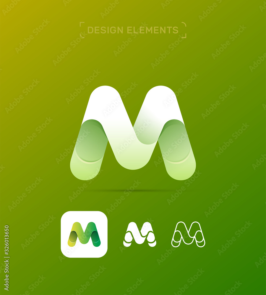 Vector letter M logo design template in origami, flat material design ...