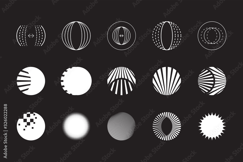 Universal Geometric Shapes Set. Design Forms on Black Background Stock ...