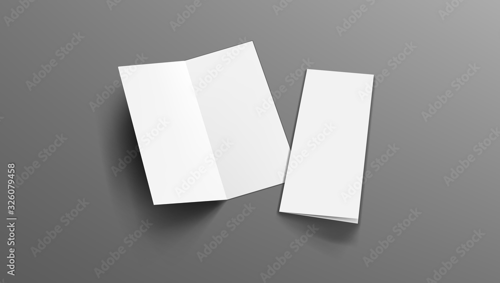 Slim Vertical Half Folded Brochure On Gray Stock Vector | Adobe Stock