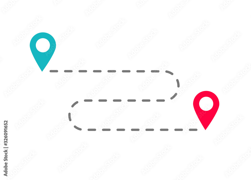 Travel location position or direction route with pin map pointer as ...