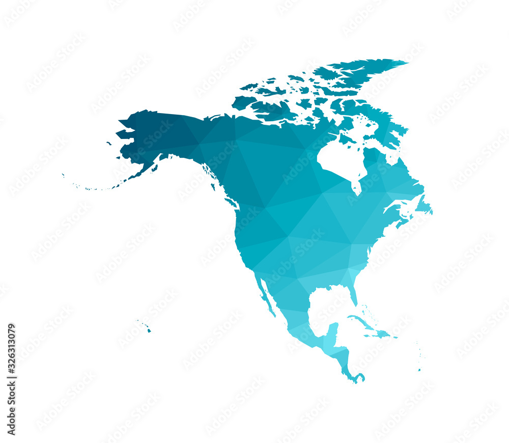Vector modern illustration with simplified map of North and Cental ...