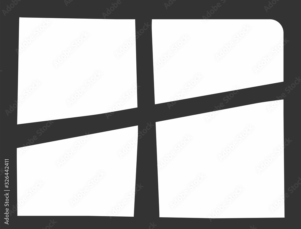 Simple template for photo collage. Rectangular background with uneven ...