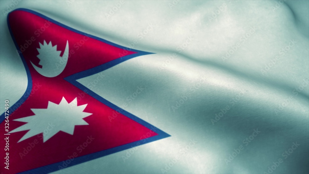 Nepal flag waving in the wind. National flag of Nepal. Sign of Nepal ...