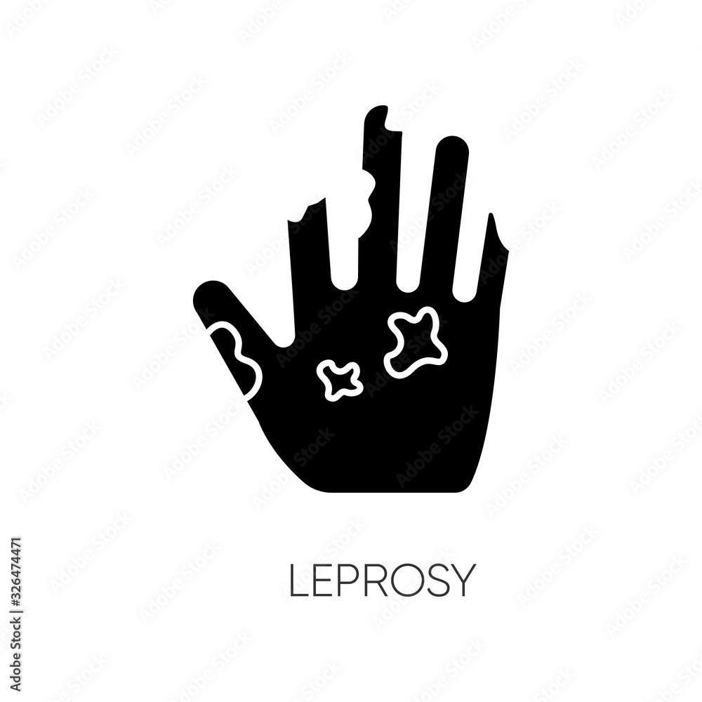 Leprosy black glyph icon. Dangerous bacterial disease, contagious ...