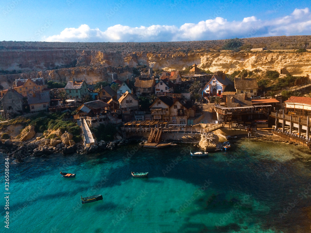 Popeye village at Malta. It was built as a film set for film Popeye and ...