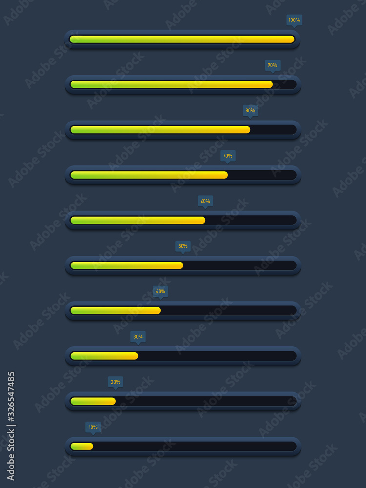 Collection of modern futuristic progress loading bar and buffering Stock Vector | Adobe Stock