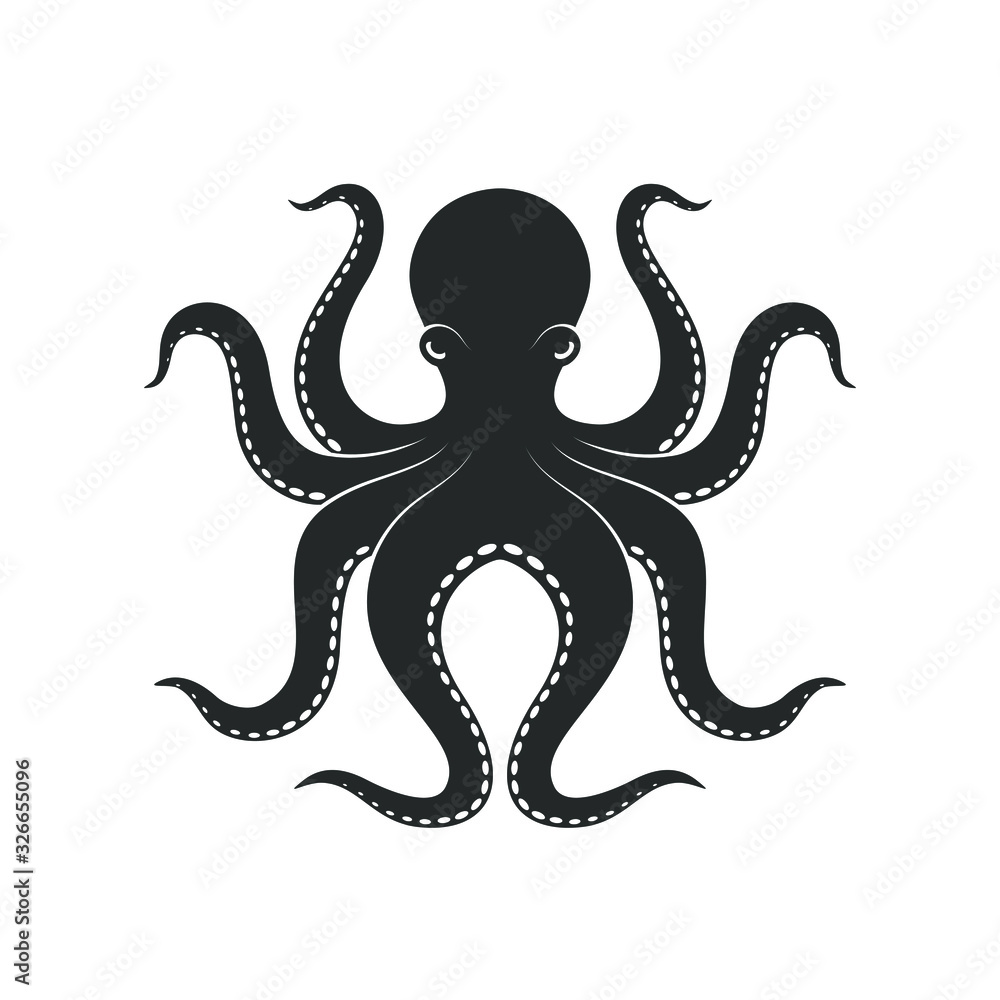 Octopus graphic icon. Octopus sign isolated on white background. Sea ...