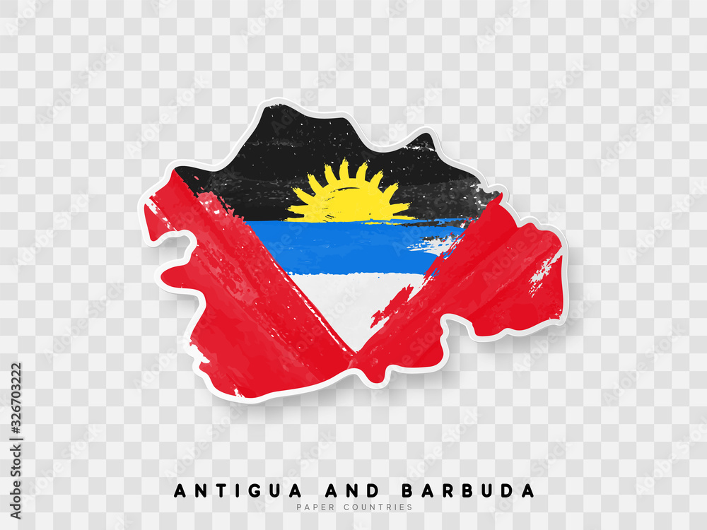 Antigua and Barbuda detailed map with flag of country. Painted in ...