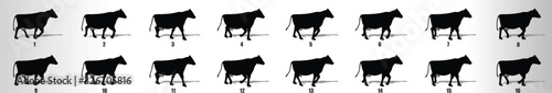 Cow Walk cycle animation frames silhouette, loop animation sequence sprite sheet - Buy this ...