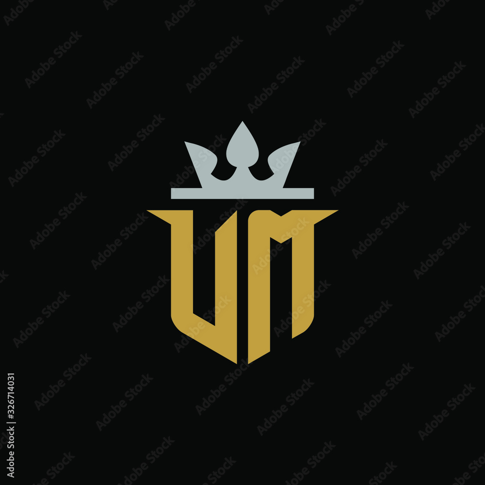 Initial Letter VM with Shield King Logo Design Stock Vector | Adobe Stock