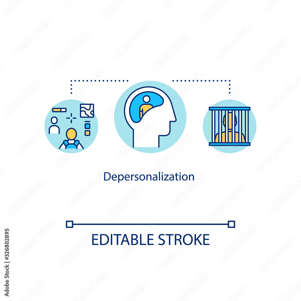 Depersonalization concept icon. Detachment from reality idea thin line ...
